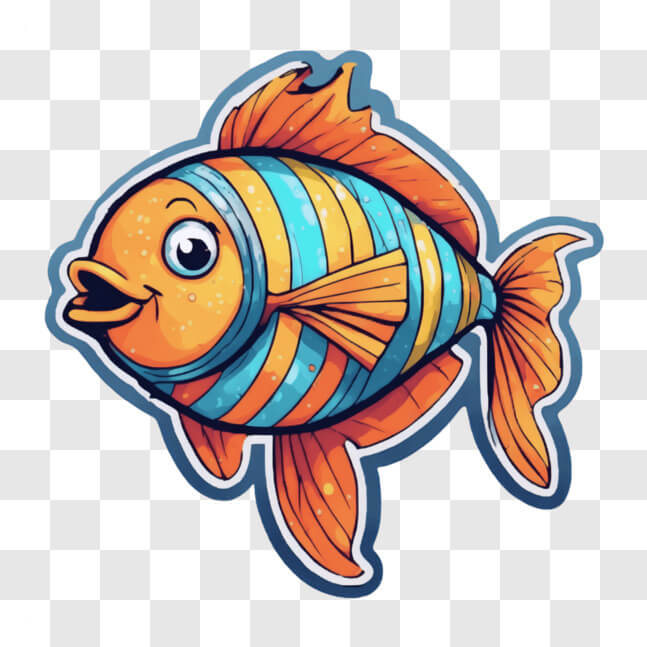 Download Colorful Fish with Striped Fins Sticker for Kids Cartoons ...