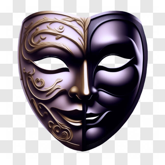 Download Black and Purple Opera Mask with Split Face Design PNGs Online ...