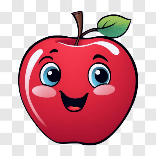 Download Cartoon Red Apple with Big Eyes and Green Leaves Cartoons ...