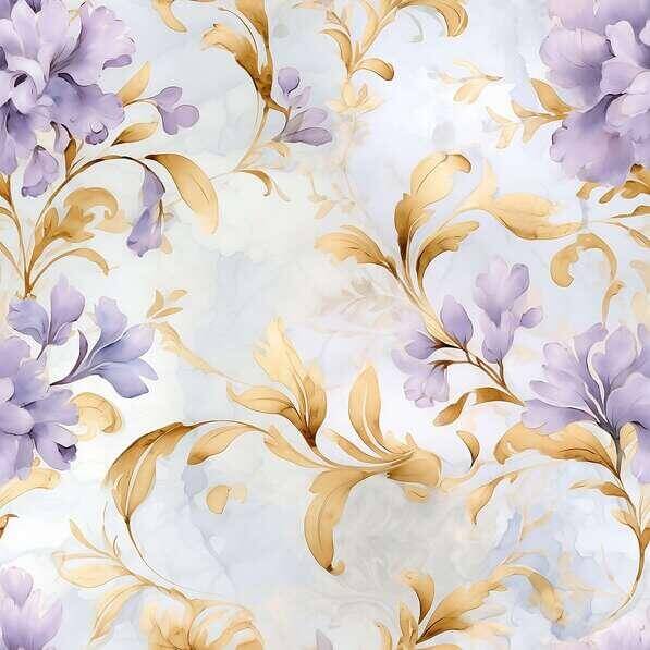 Download Seamless Purple and Gold Floral Pattern for Interior Design ...