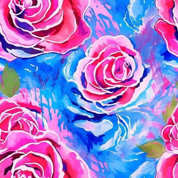 Download Seamless Floral Pattern with Pink and Blue Roses Patterns ...