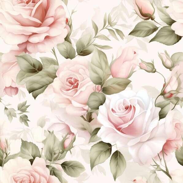 Download Seamless Pink Rose Pattern with Green Leaves Patterns Online ...