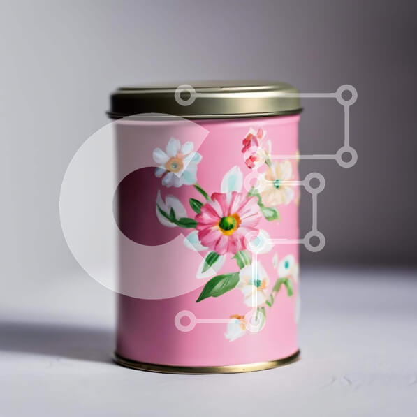 Beautiful Pink Floral Tin Can for Storing Beverages stock photo ...
