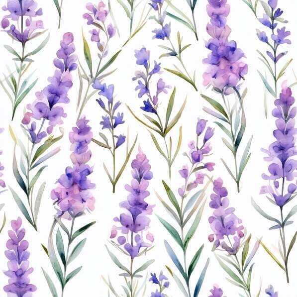 Download Watercolor Lavender Flowers Seamless Pattern Patterns Online ...