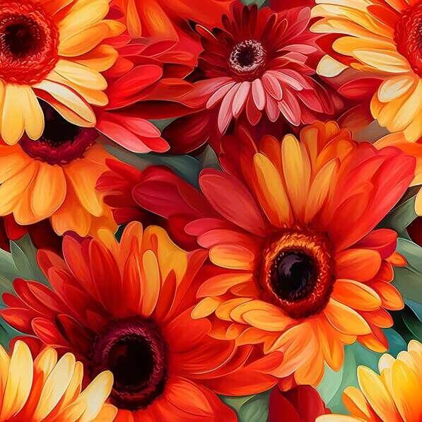 Download Seamless Daisy Flower Pattern in Red, Orange, and Yellow ...