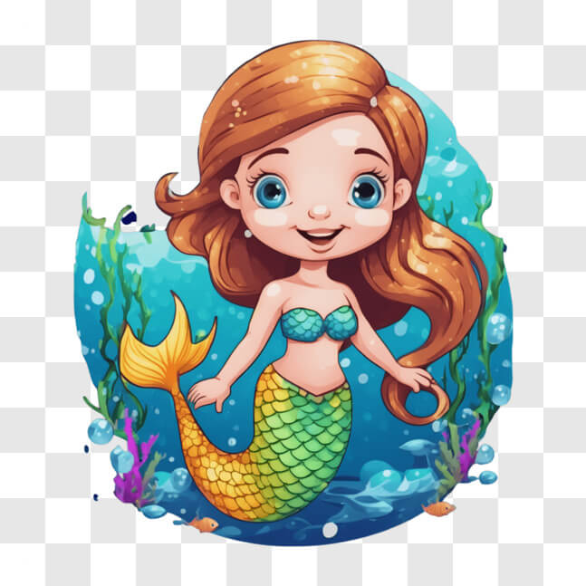 Download Cartoon Mermaid Under the Sea Cartoons Online - Creative Fabrica