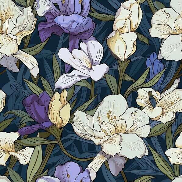 Download Seamless Floral Pattern with White, Purple, and Yellow Flowers ...