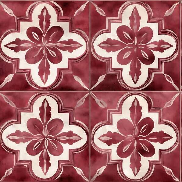 Download Red and White Decorative Tiles with Floral Designs Patterns ...