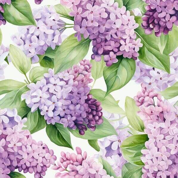 Download Seamless Pattern of Purple Lilac Flowers on White Background ...