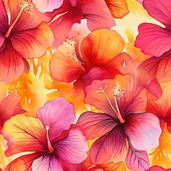 Download Seamless Hibiscus Flower Pattern Background Patterns Online ...