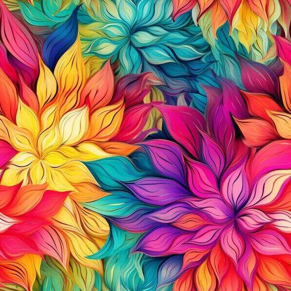 Download Colorful Floral Pattern with Brightly Colored Flowers and ...