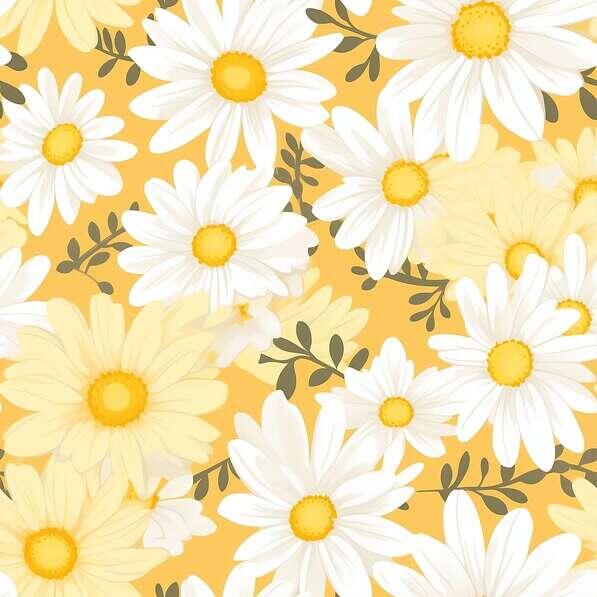 Download White and Yellow Daisy Pattern on Orange Background Patterns ...