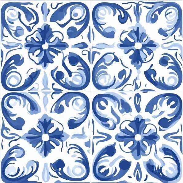 Download Blue and White Floral Tile Pattern for Decorative Use Patterns ...