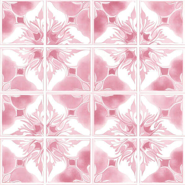 Download Pink and White Tiled Pattern with Floral Designs Patterns ...