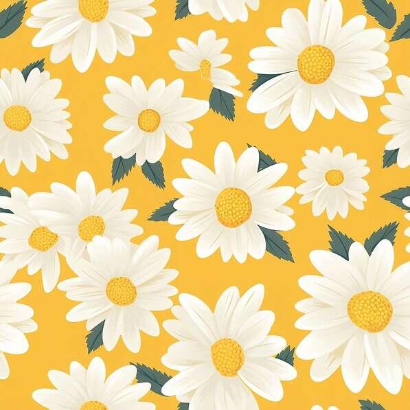 Download Seamless White Daisy Pattern on Orange Background Patterns ...