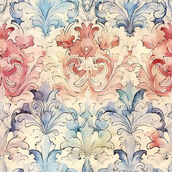 Download Ornate Floral Pattern in Blue, Red, and White Colors Patterns ...