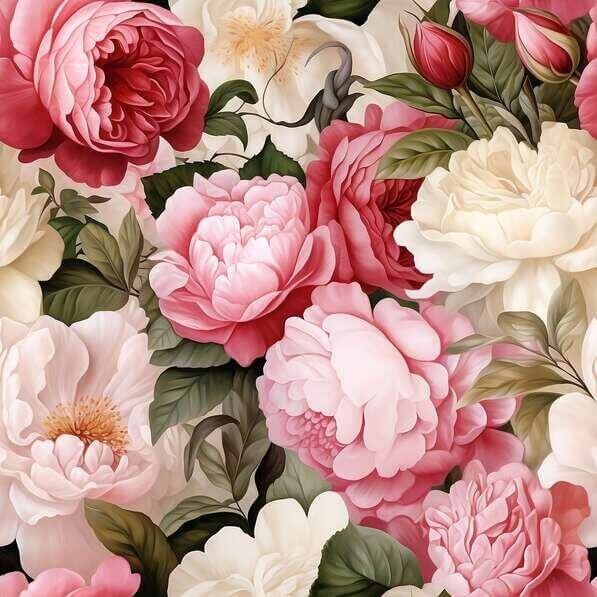 Download Seamless Peony Flower Pattern in Pink, White, and Green ...