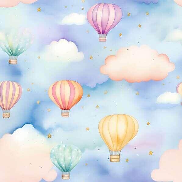 Download Colorful Hot Air Balloon Seamless Pattern in the Sky Patterns ...