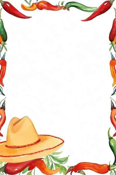 Download Kleurrijke Peper en Hoed Frame voor Mexicaans-geïnspireerd ...