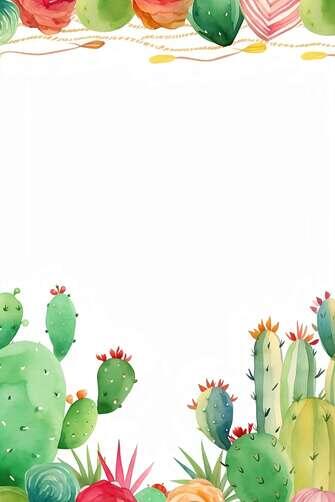 Download Colorful Fiesta Frame with Cactus Plants and Mexican ...