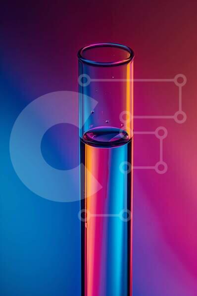 Clear Glass Tube with Liquid on Abstract Colorful Background stock ...