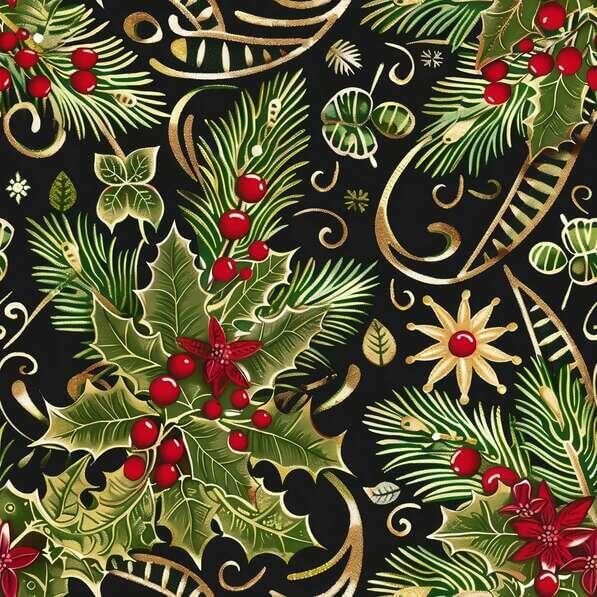 Download Holiday Holly Leaves and Berries Wall Art Patterns Online ...