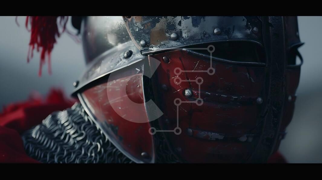 Armored Knight with Crimson Red Helmet and Cap stock photo | Creative ...