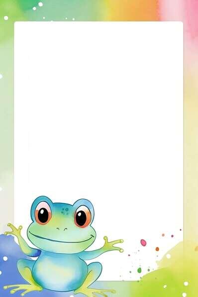 Download Colorful Cartoon Frog Frame for Kids' Parties and Special ...