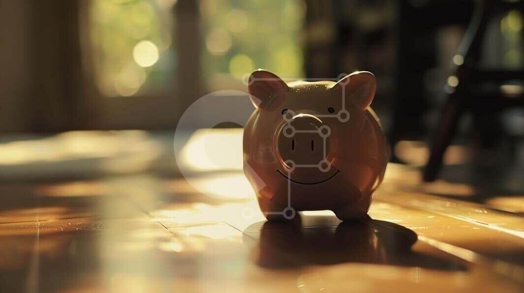 Cute Smiling Piggy Bank for Saving Money stock photo | Creative Fabrica