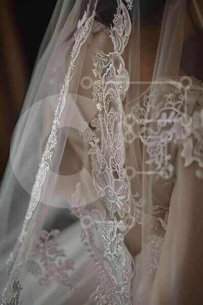 Elegant Wedding Veil with Delicate Lace and Floral Embroidery stock ...