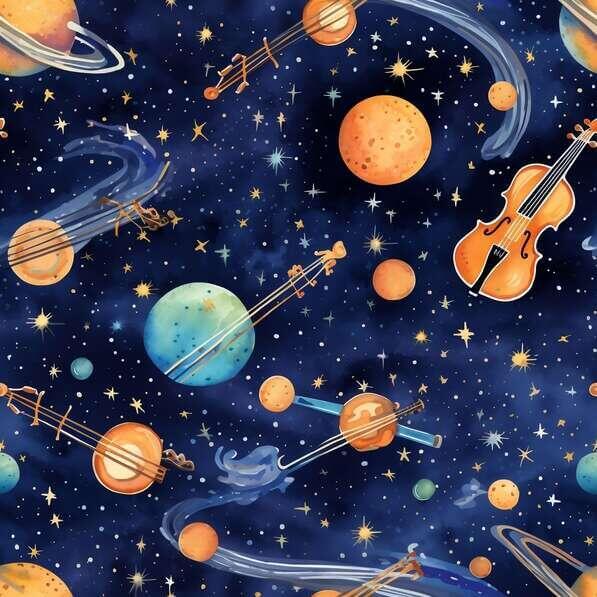 Download Seamless space-themed music instrument pattern Patterns Online ...