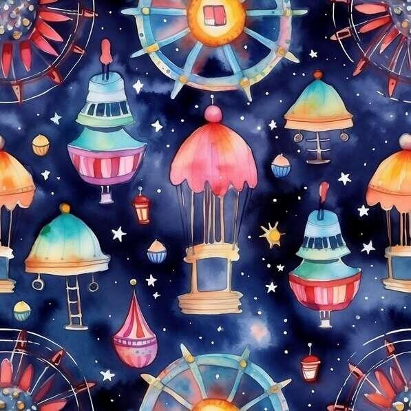 Download Colorful Carnival Seamless Pattern with Balloons and Ferris ...