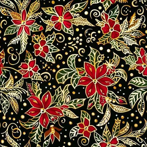 Download Gold and Red Floral Pattern on Black Background Patterns ...