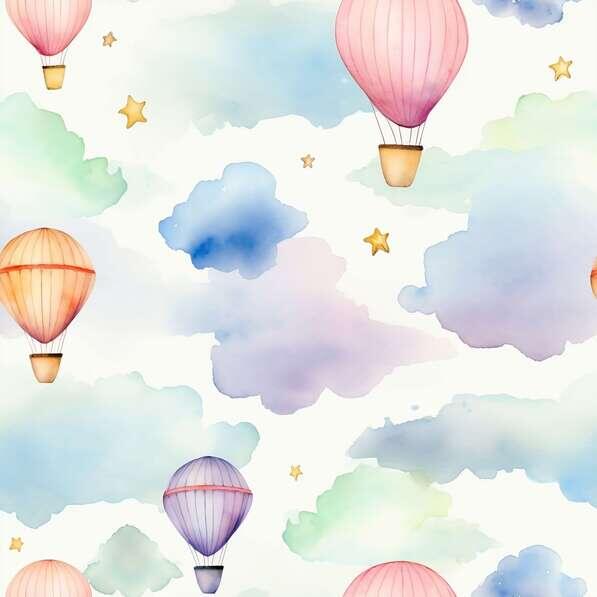 Download Colorful Hot Air Balloon Seamless Pattern in the Clouds ...