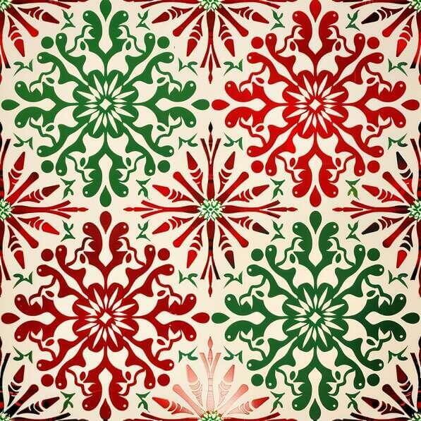 Download Snowflake Pattern in Red, Green, and White Colors on Beige ...