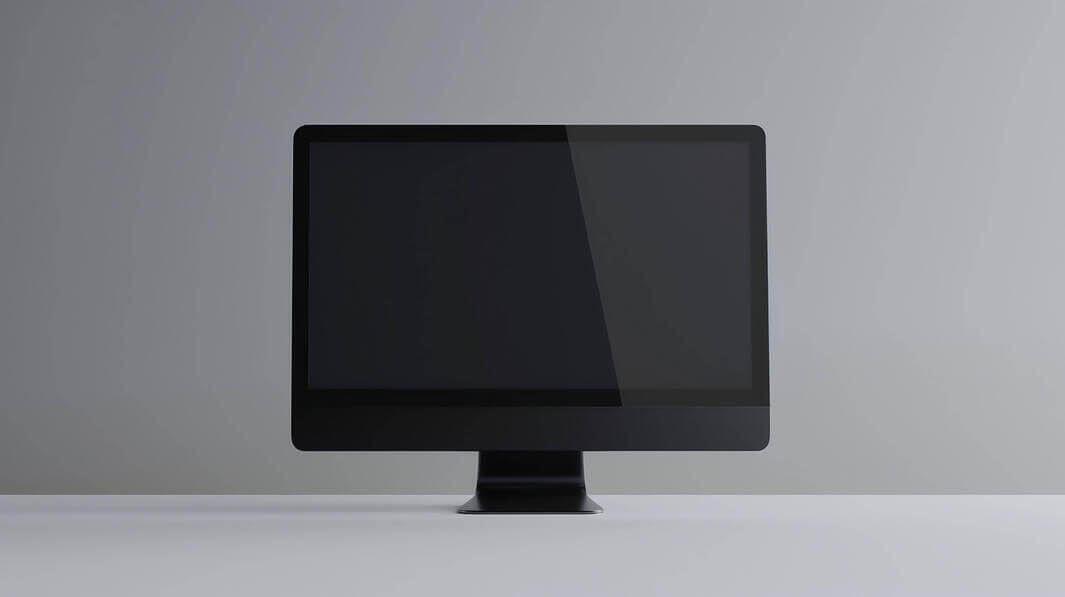Download Black Computer Monitor on White Table Mockups Online ...