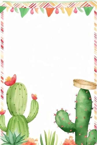 Download Colorful Fiesta Frame with Cactus Plants and Mexican ...