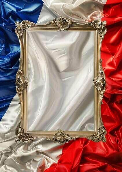 Download Ornate Frame op Rood, Wit en Blauw Achtergrond met Franse Vlag ...