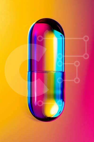 Vibrant Pill on Colorful Background stock photo | Creative Fabrica