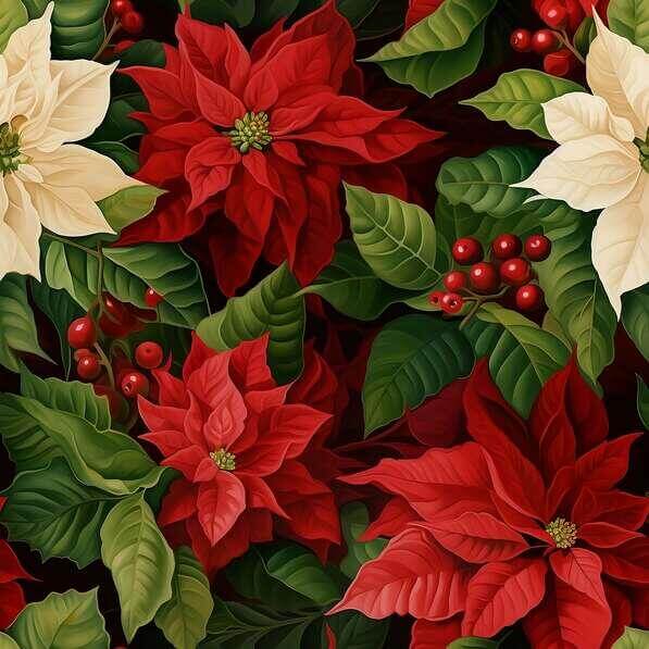 Download Seamless Poinsettia Flower Pattern for Holiday Decor Patterns ...