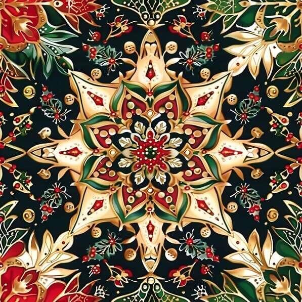 Download Ornamental Christmas Scarf with Gold, Red, and Green Design ...