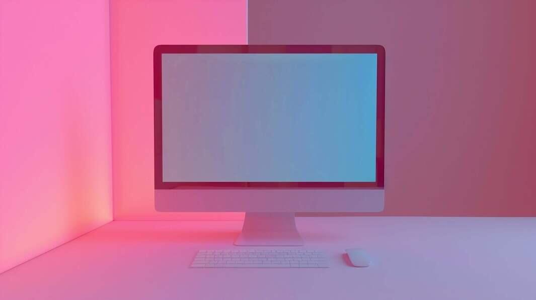 Download Computer Monitor on Pink Wall Mockups Online - Creative Fabrica