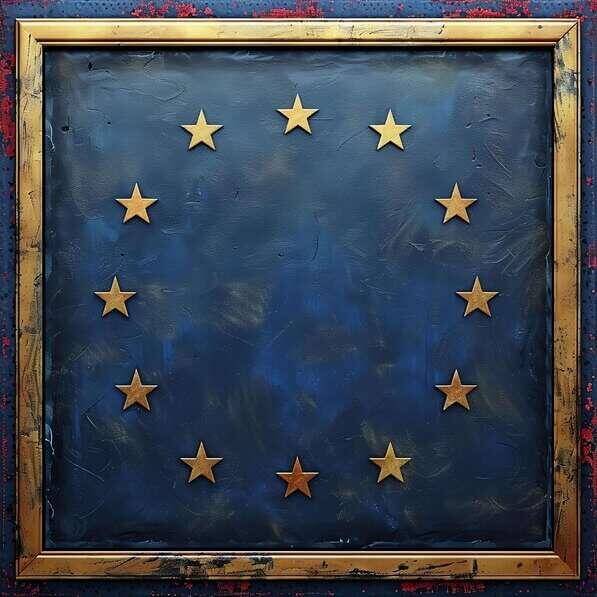Download Rustic European Union (EU) Flag Art Piece with Blue Frame and ...