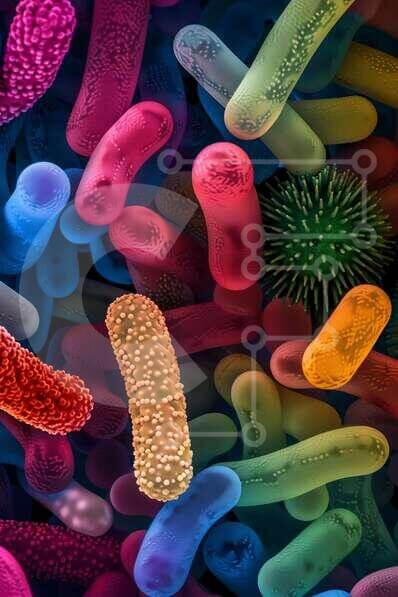 Close-up of Colorful Microorganisms stock photo | Creative Fabrica