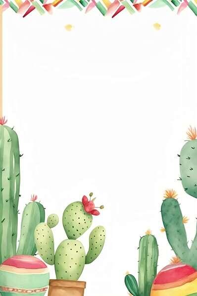 Download Colorful Fiesta Frame with Cactus Plants and Mexican ...
