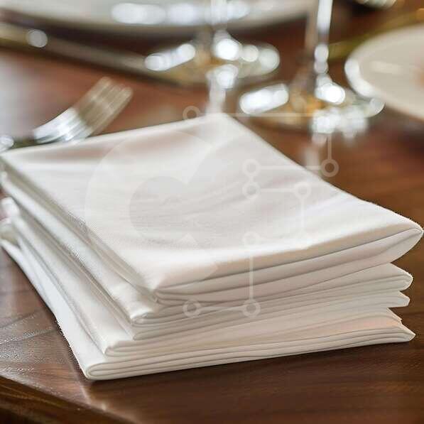 Elegant Table Setting with White Napkins and Silverware Sets stock ...