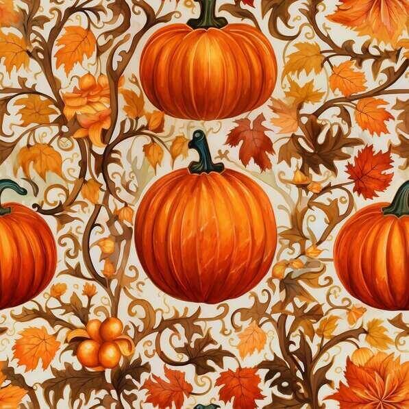 Download Seamless Fall Pattern with Pumpkins and Leaves Patterns Online ...