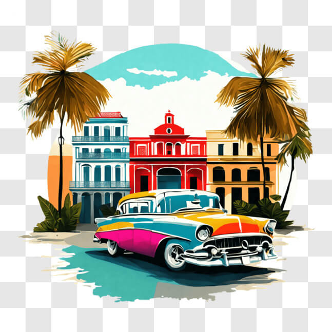 Download Vintage Car and Colorful Building in Havana, Cuba PNGs Online ...