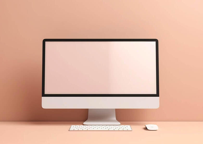 Download Computer Monitor, Keyboard, and Mouse on Pink Background ...