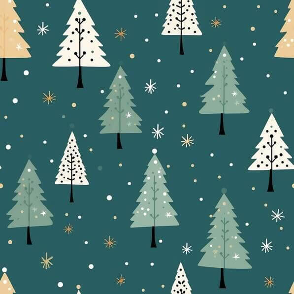 Download Teal Christmas Tree and Snowflake Seamless Pattern Patterns ...